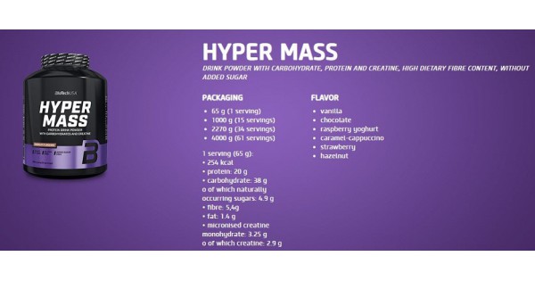 Biotech HyperMass - 2270 g. | Be pridėtinio cukraus